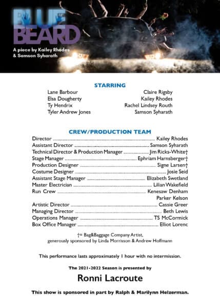 Bluebeard Playbill Card For Web- Bag&Baggage Productions